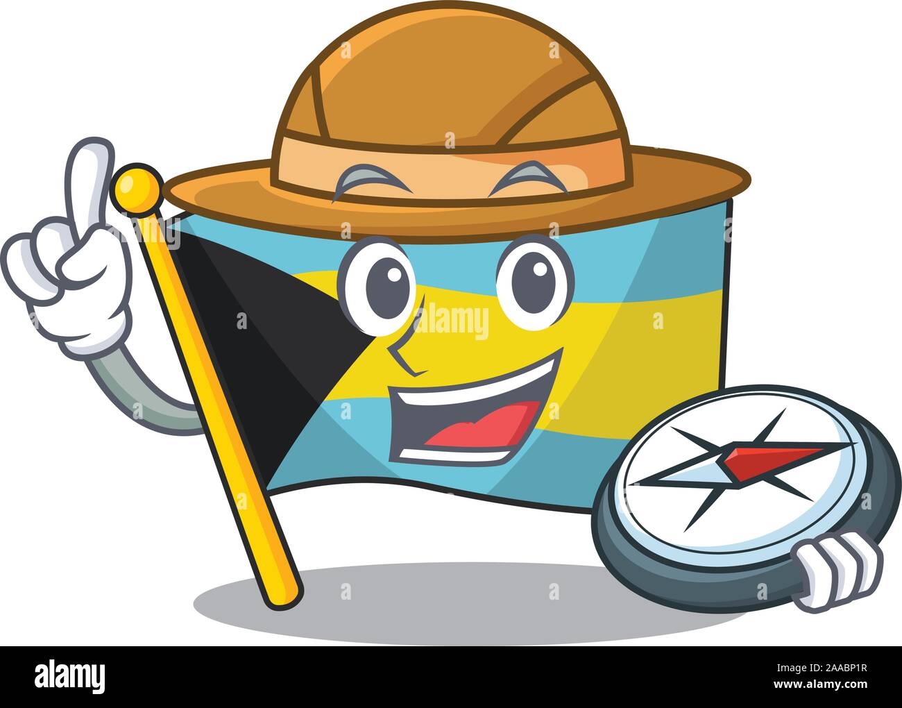 Flag bahamas cartoon with in holding compass character Stock Vector ...