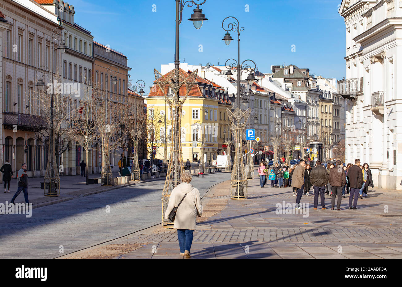 Warszawa / Poland - "Krakowskie Przedmiescie" - main street in the old ...