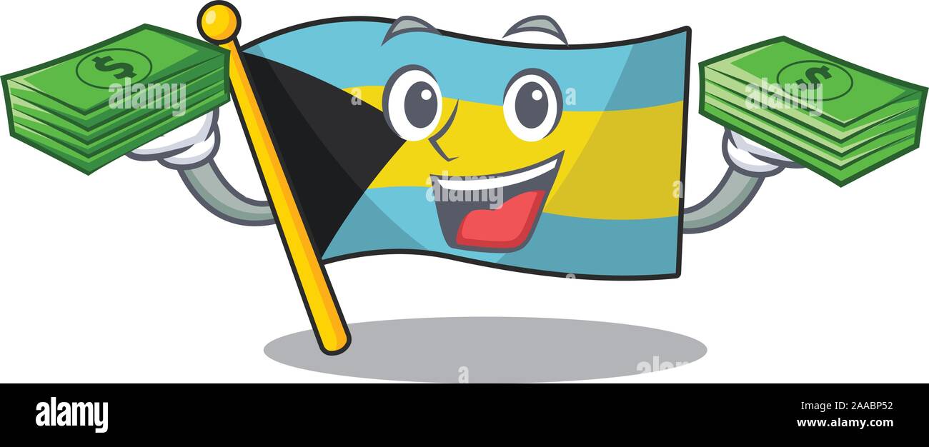Flag bahamas cartoon with in holding money character Stock Vector Image ...
