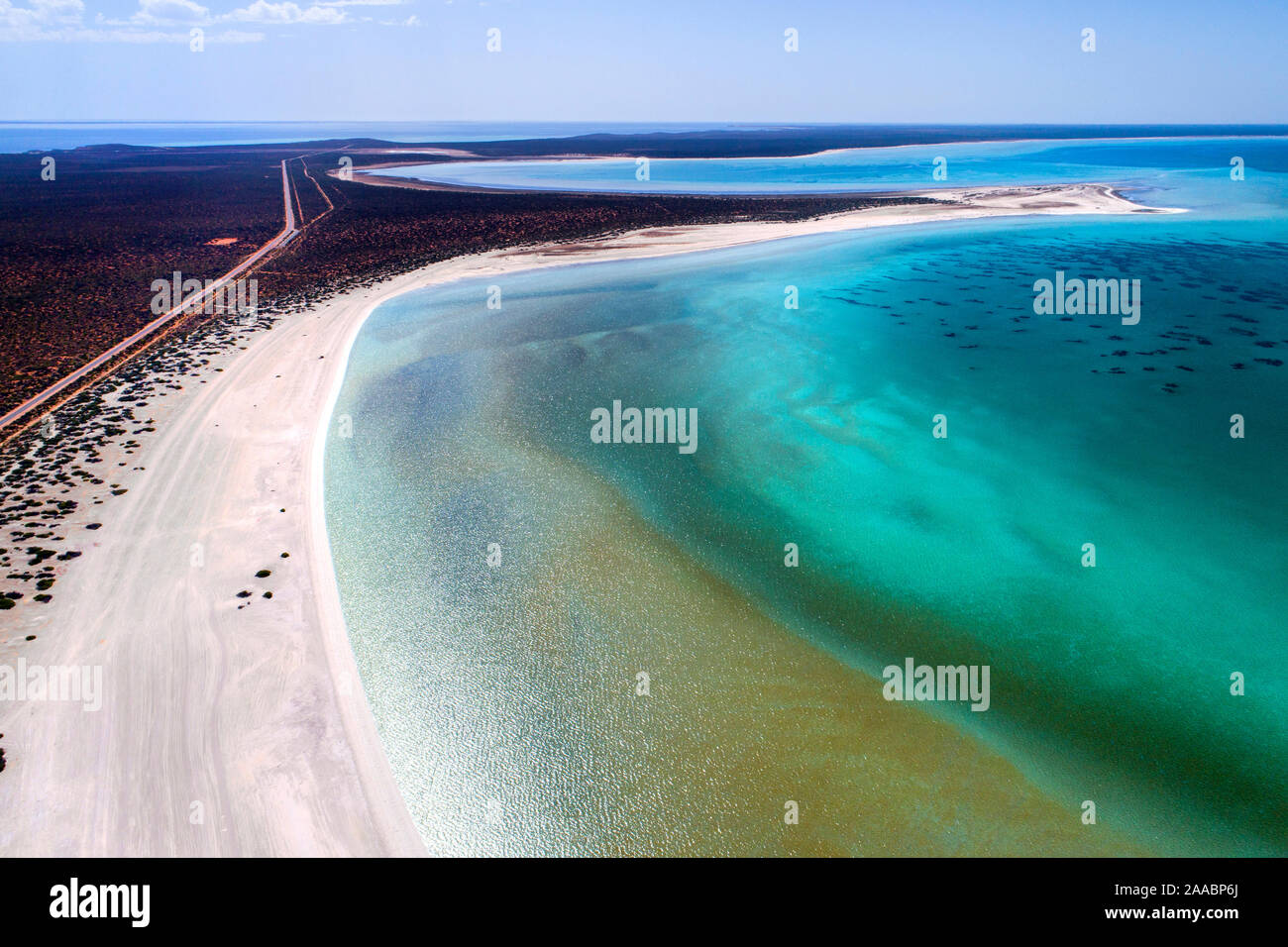 Aerial view of Shell Beach world heritage area, Peron Peninsula ...