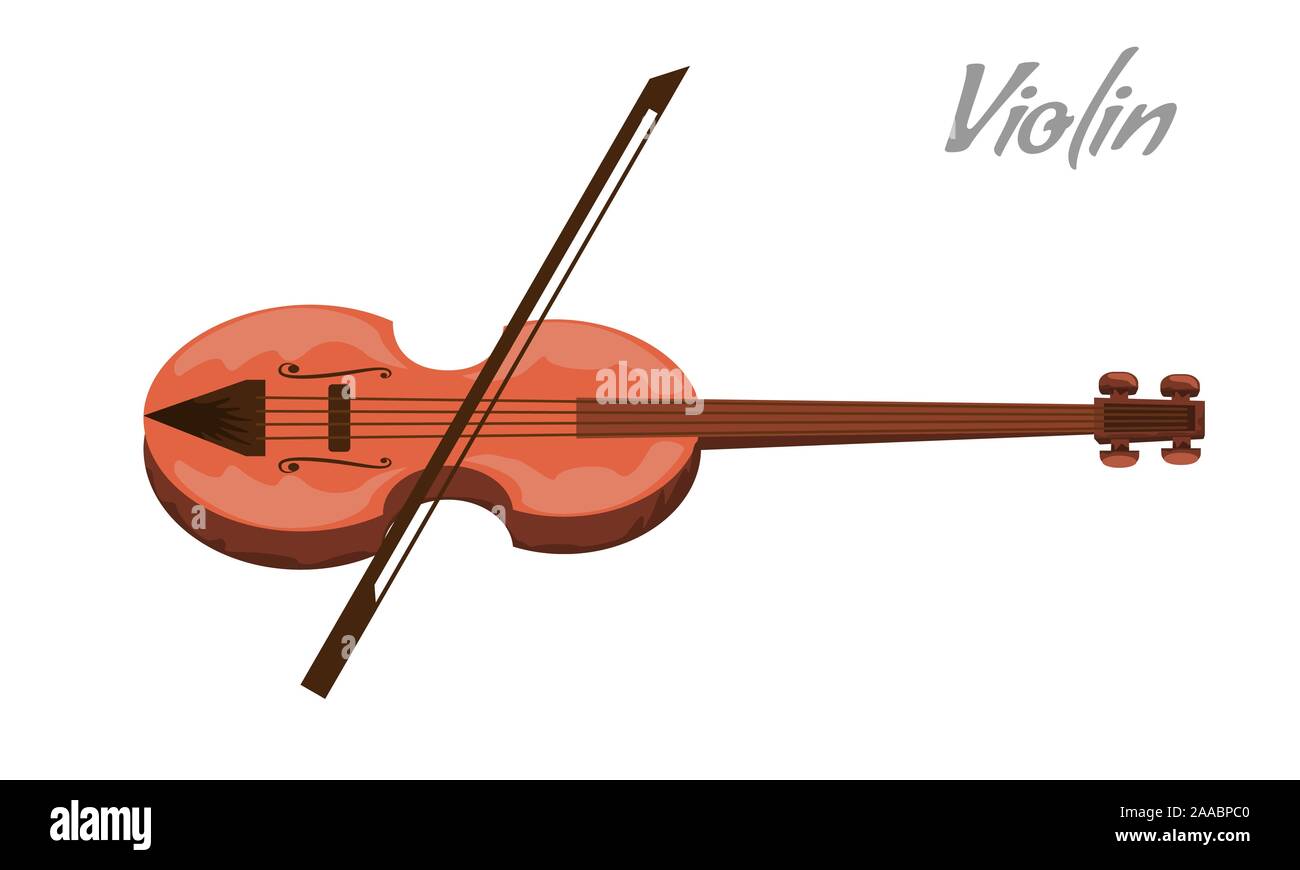 Violin with front view and hand drawn cartoon style for your design ...