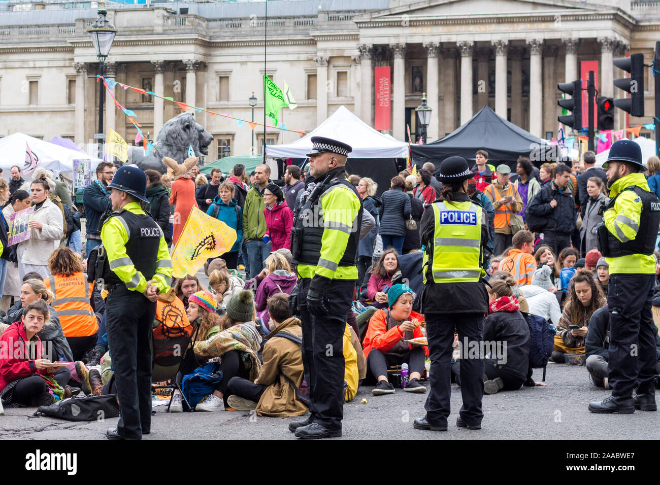 London, England –October 11, 2019: Extinction Rebellion protesters in ...