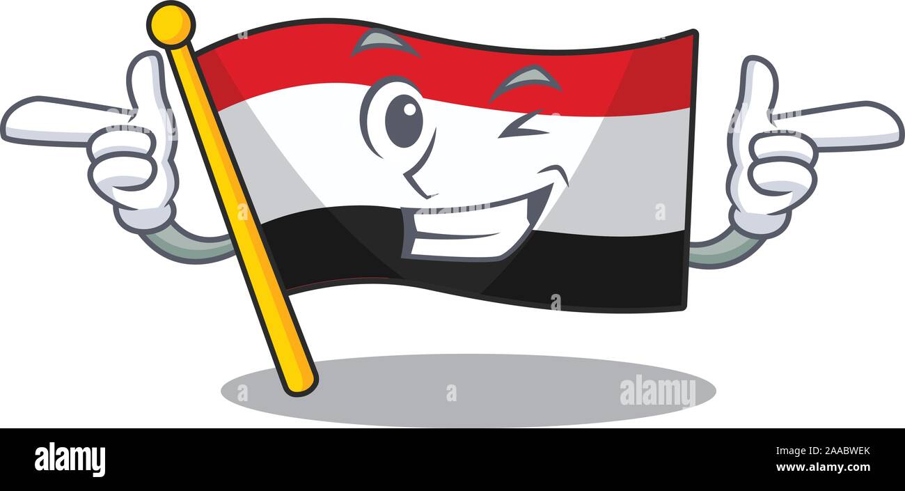 Flag yemen cartoon with in wink character Stock Vector Image & Art - Alamy