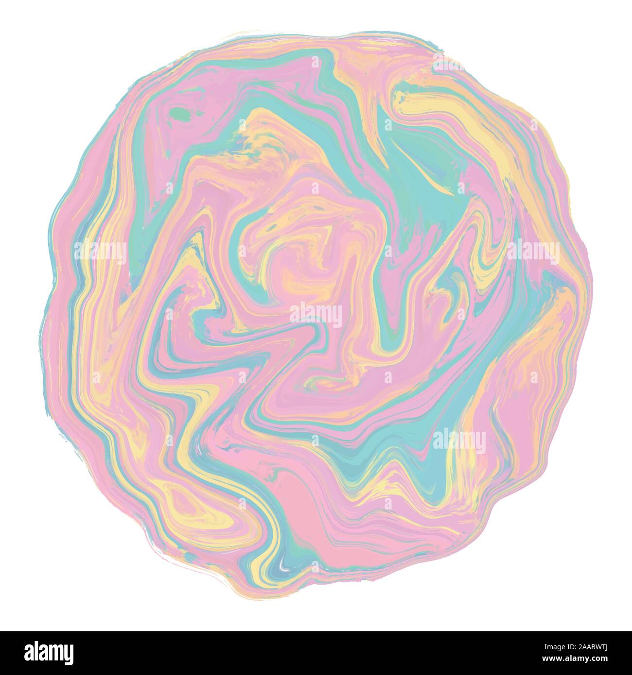 Rainbow Marble. Colorful hologram. Round graphics. Mixed paint on a ...
