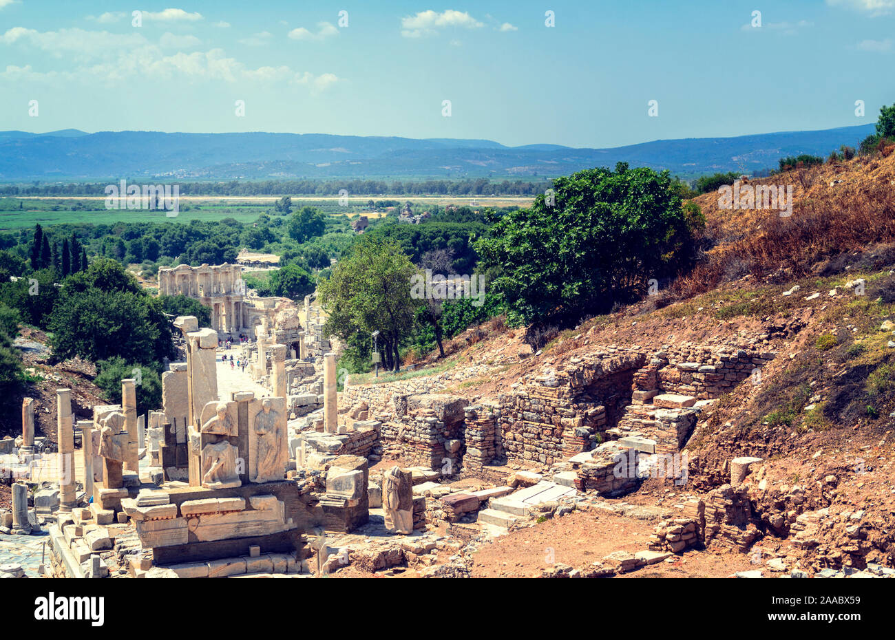 Ancient ruins in Ephesus Turkey - archeology background Stock Photo - Alamy