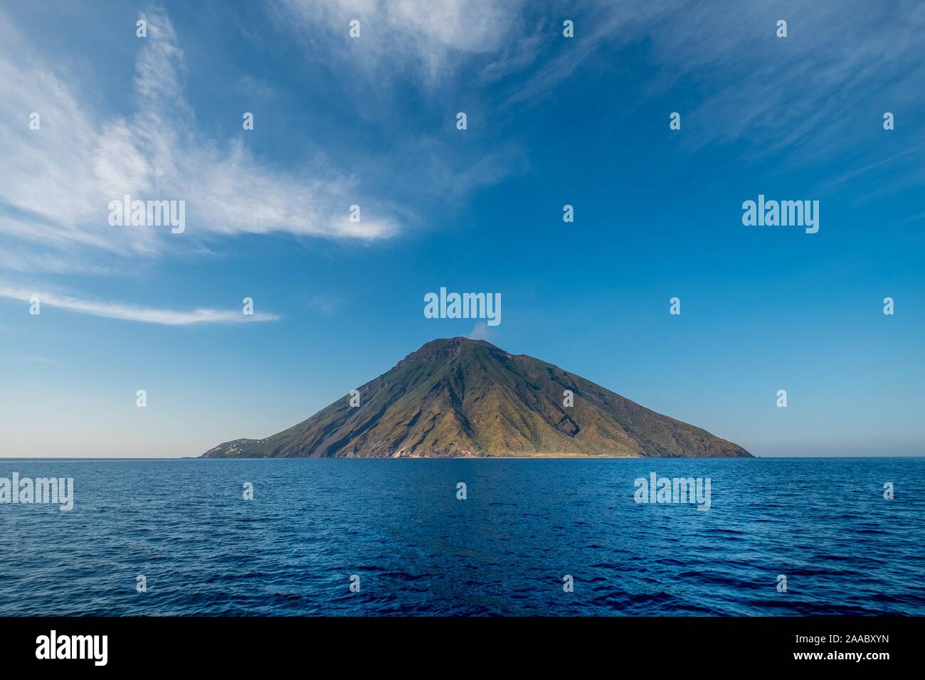 Stromboli Island with Volcano, Lipari Islands, Tyrrhenian Sea, Southern ...