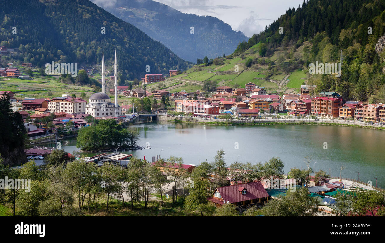 Mosque on the mountain lake Uzungol, Trabzon, Turkey Stock Photo - Alamy