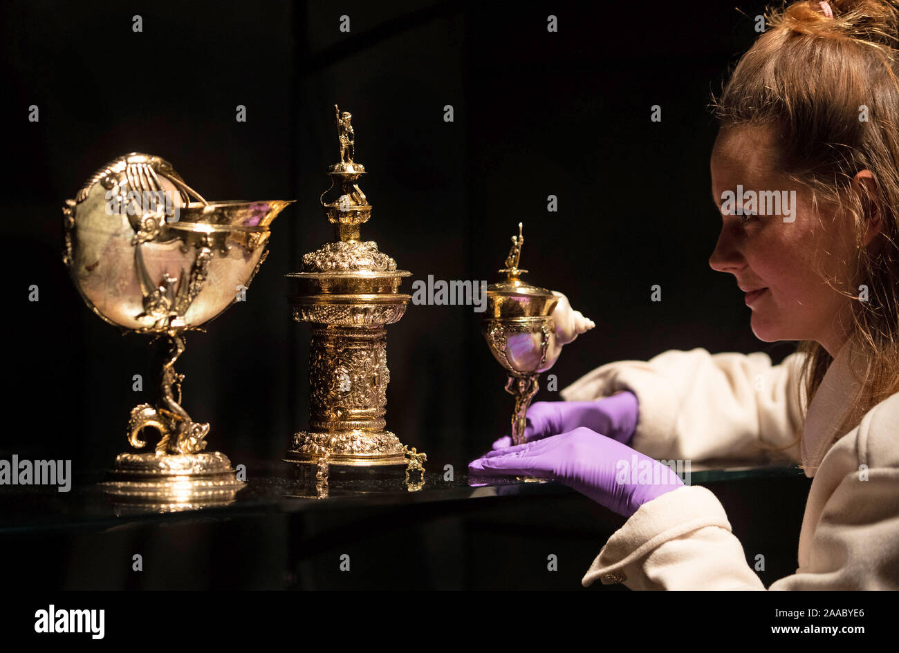 A Nautilus shell and silver gilt standing cup from 1585 featuring ...