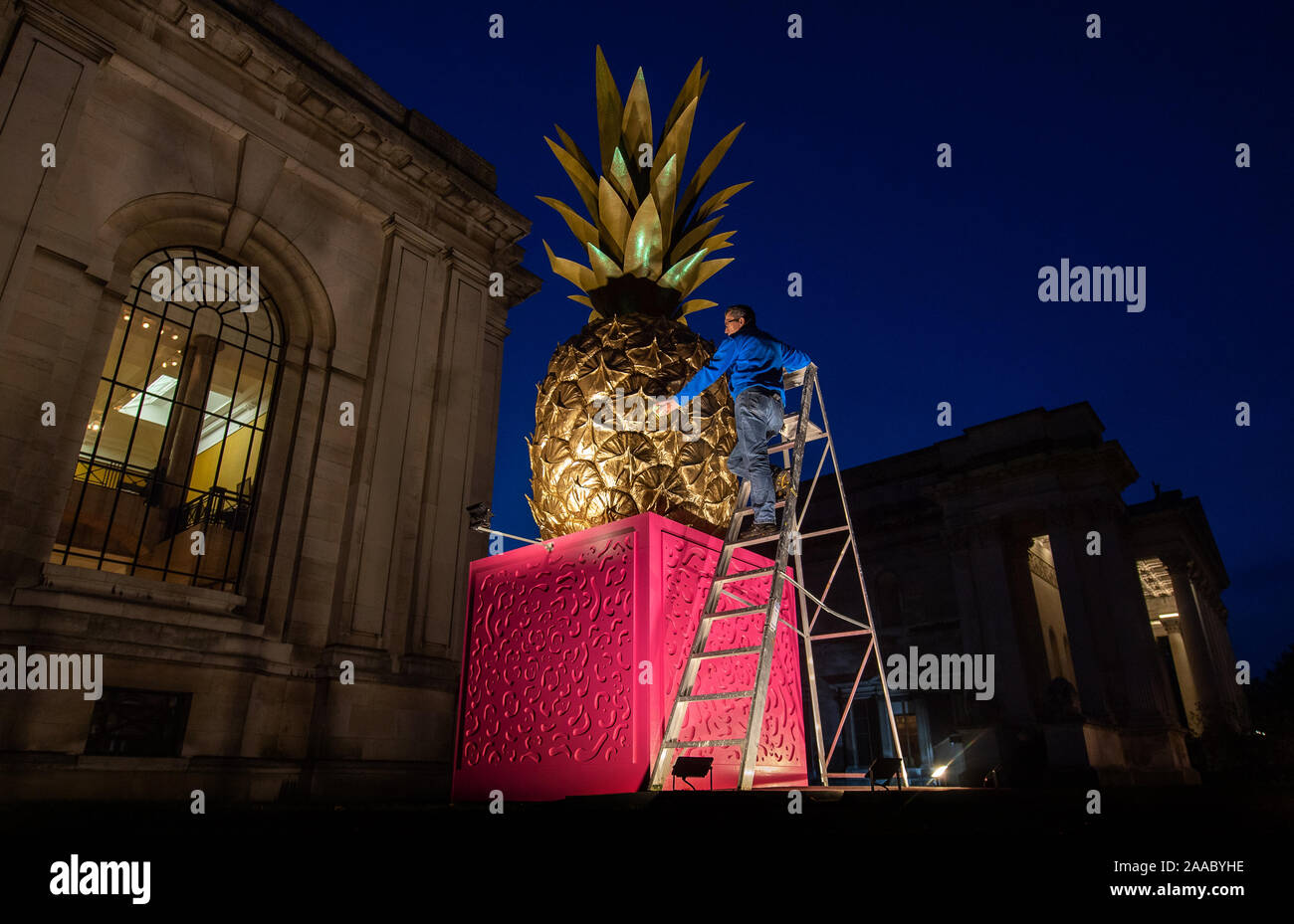 A 4-metre tall pineapple from Bompas and Parr is installed outside the ...