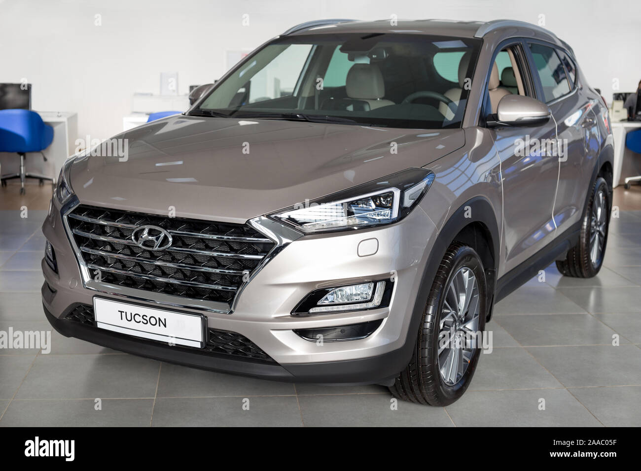 Russia, Izhevsk - October 30, 2019: New modern Tucson in the Hyundai ...