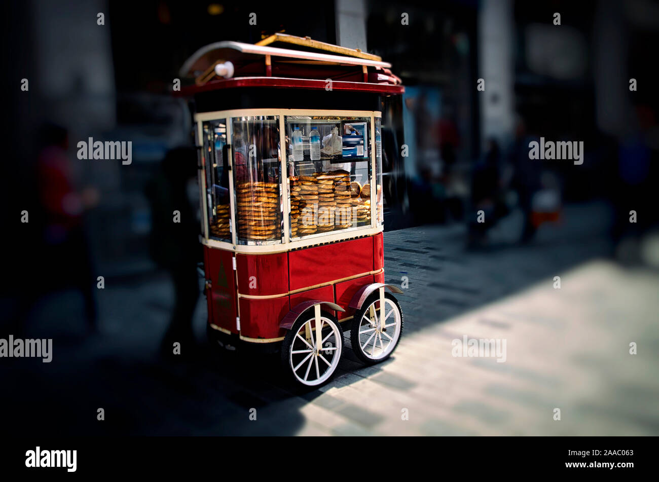 Turkish Bagel Simit sale on nostalgia car at Istiklal Street Stock ...