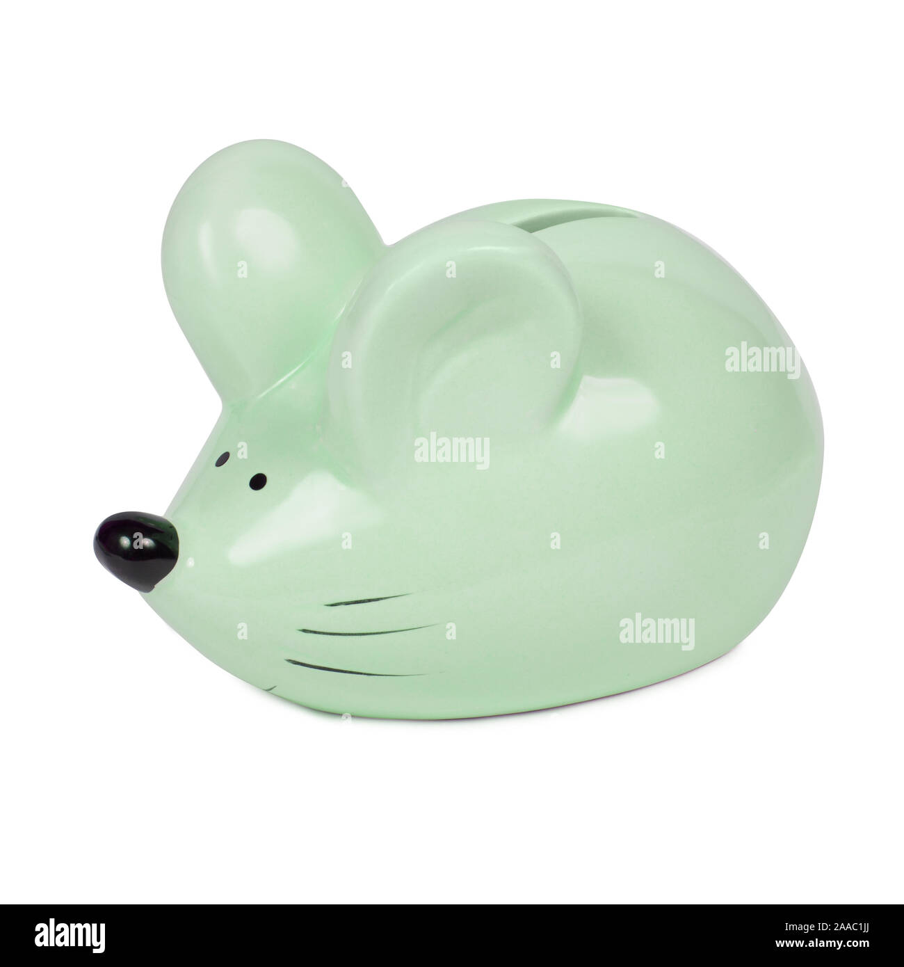 Symbol of 2020. Green piggy bank in the shape of a rat isolated on a ...
