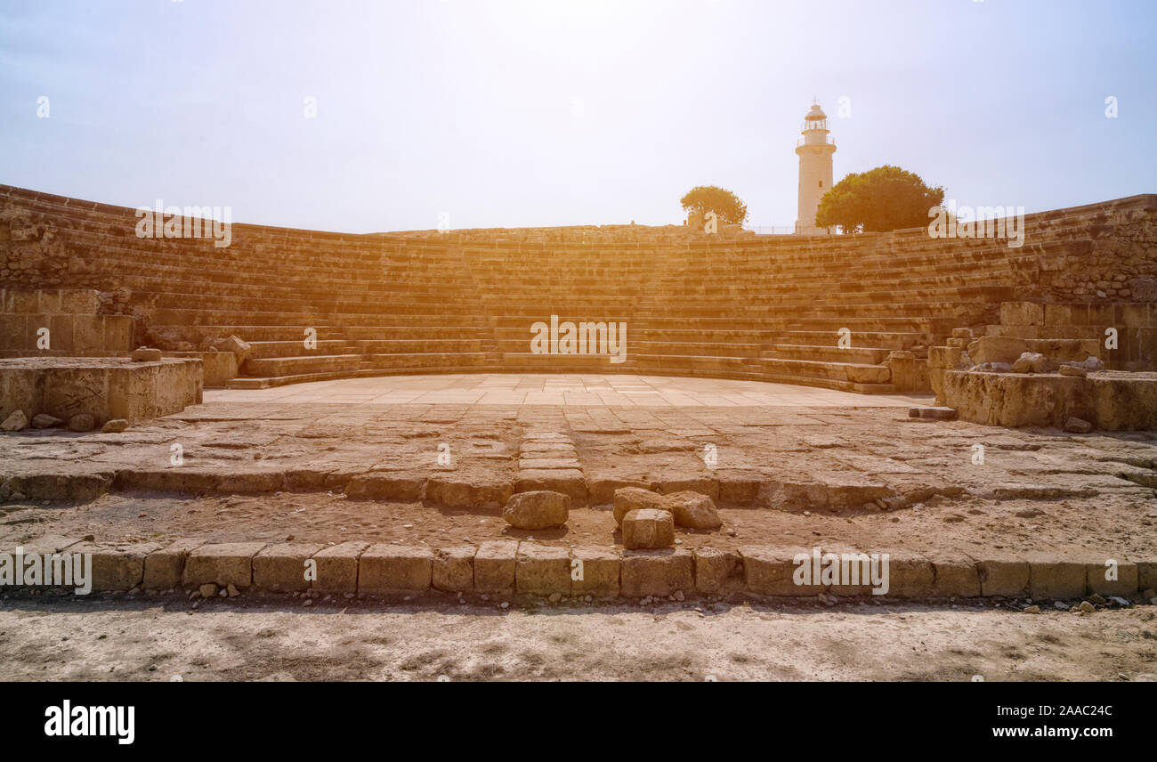 Ancient Odeon amphitheatre in Paphos Archaeological Park (Kato Pafos ...