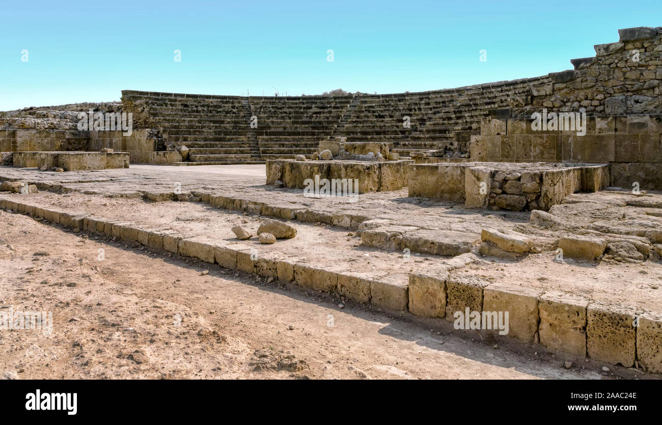 Ancient Odeon amphitheatre in Paphos Archaeological Park (Kato Pafos ...