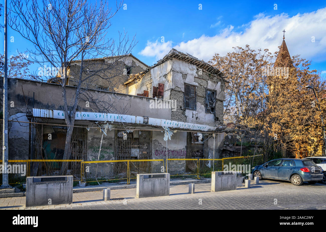 United Nations buffer zone (Green line) in Cyprus in Nicosia Stock ...