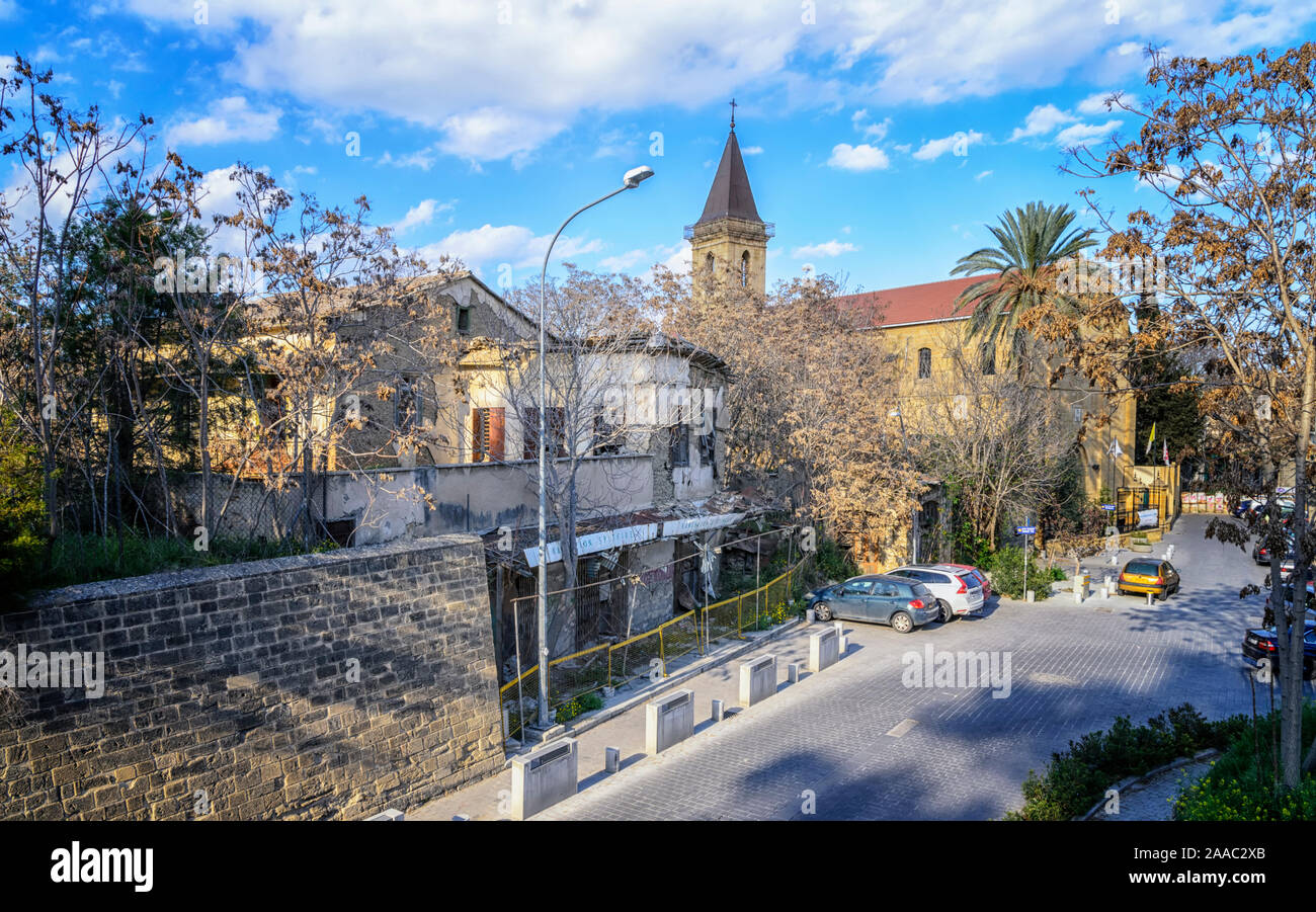 United Nations buffer zone (Green line) in Cyprus in Nicosia Stock ...