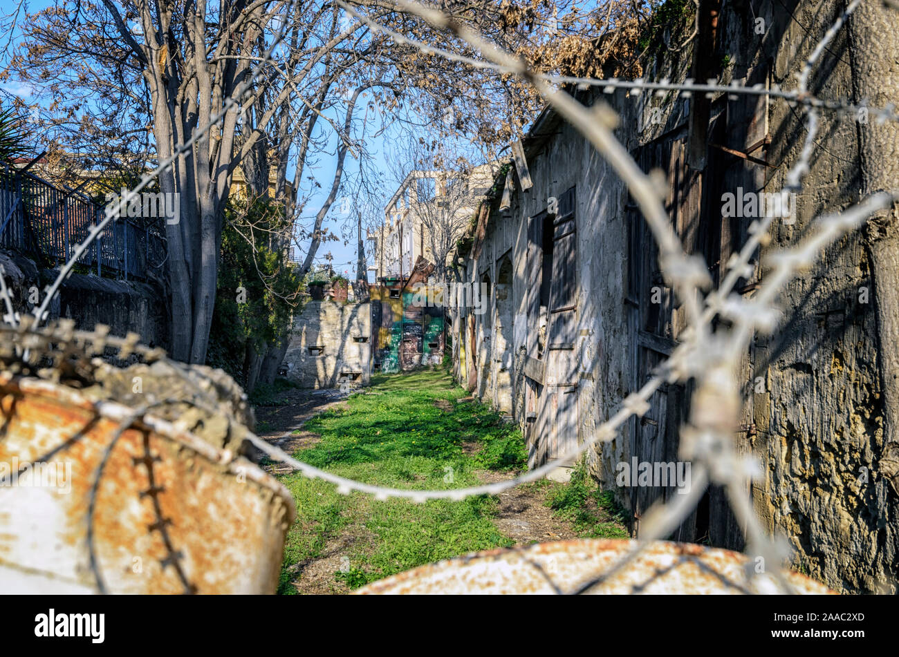 United Nations buffer zone (Green line) in Cyprus in Nicosia Stock ...