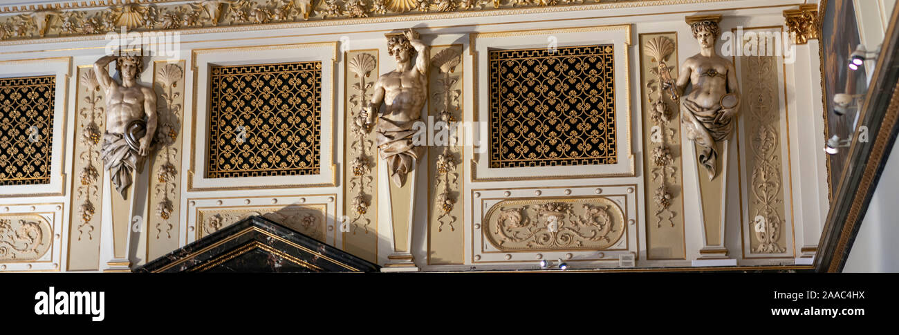 Statues and decorative motifs in the interior of the Natural History ...