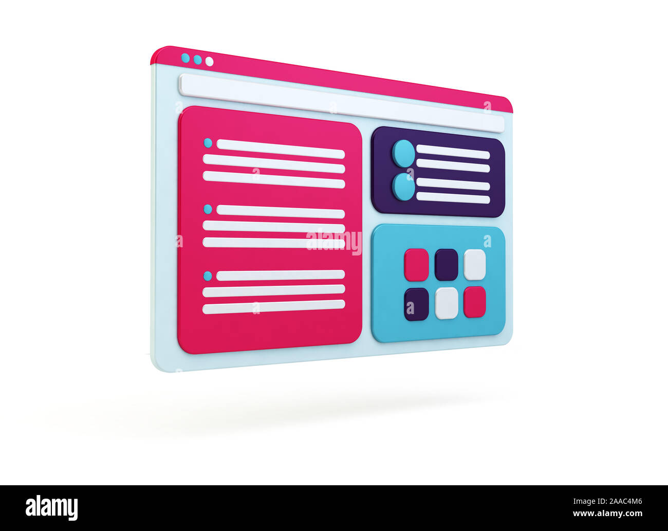 pink and blue cartoon screen interface isolated 3d rendering Stock ...