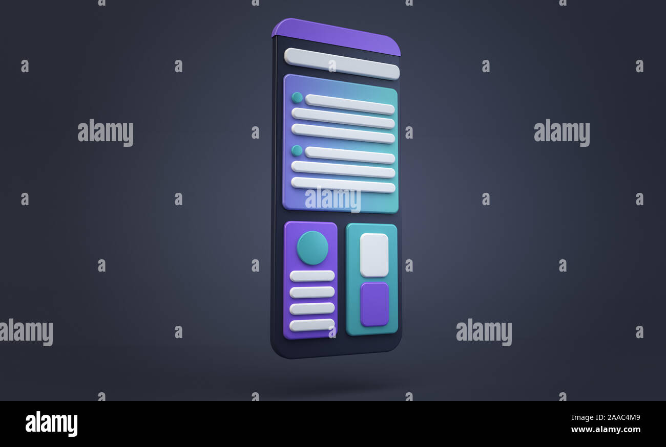 smartphone interface 3d rendering cartoon Stock Photo - Alamy