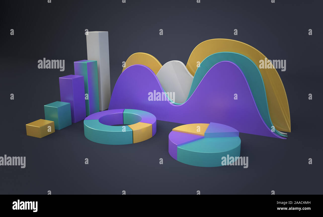 colorful financial graphics 3d rendering Stock Photo - Alamy