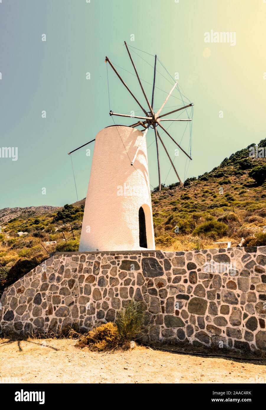 Windmills at Lasithi plateau. Crete, Greece Stock Photo - Alamy