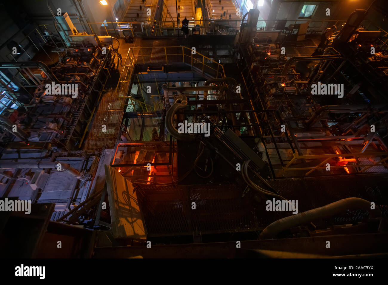 Glassworks. Industrial furnace for the manufacture of glass in the ...