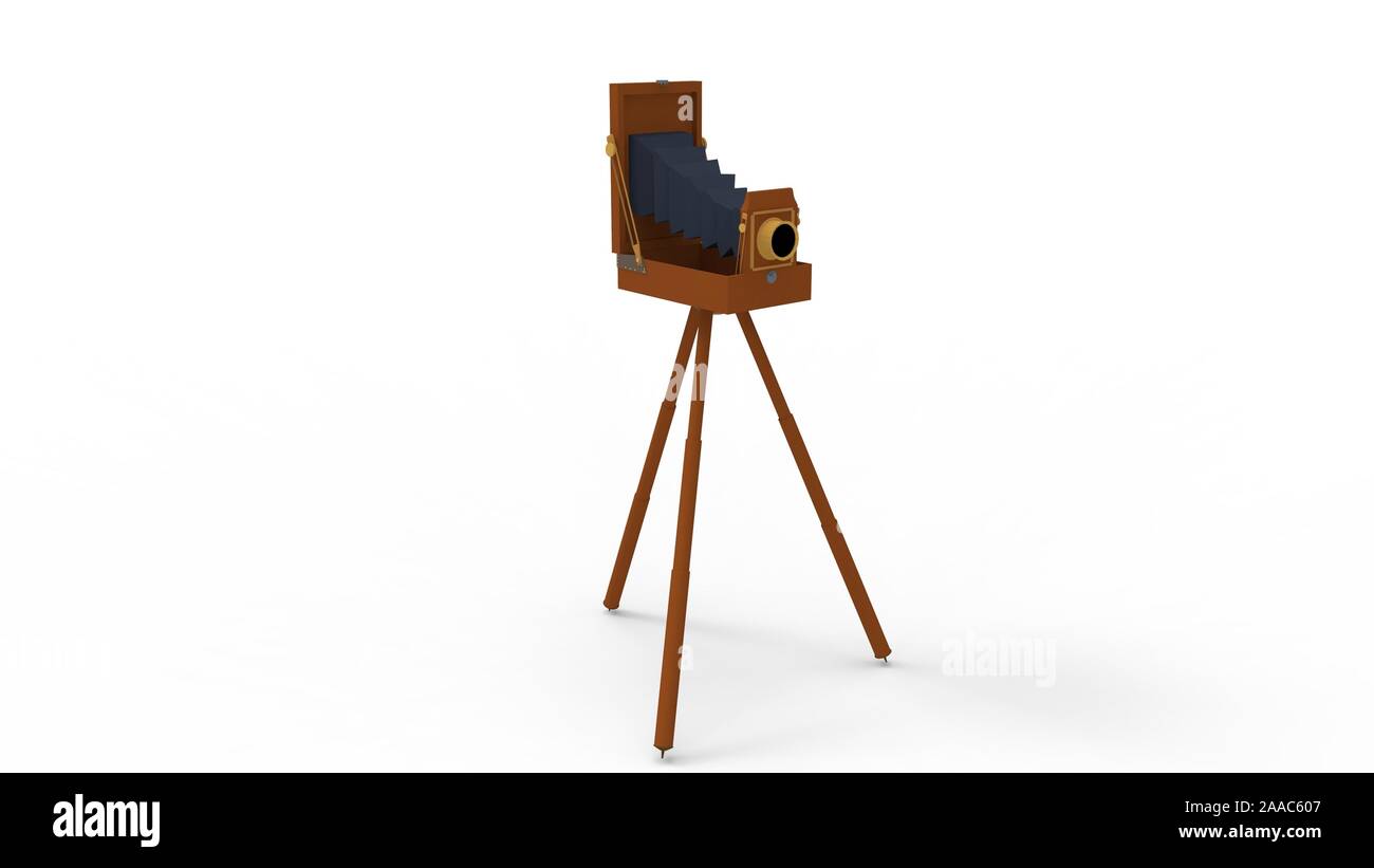 3d rendering of a vintage harmonica camera isolated in studio Stock ...