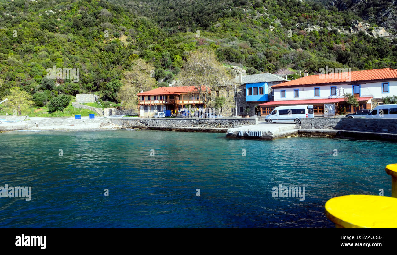 Port Dafni, Mount Athos, Greece Stock Photo - Alamy
