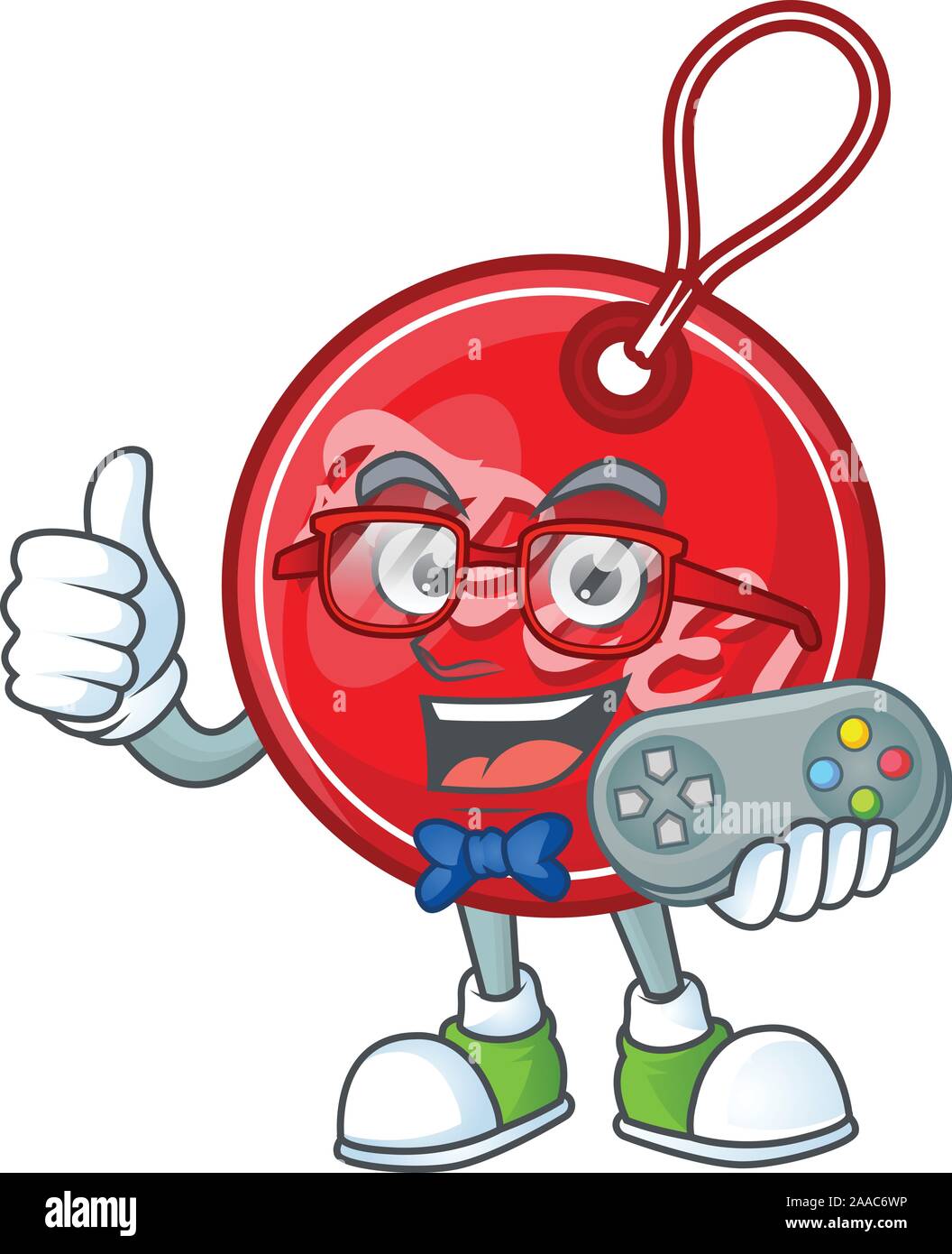 Character holding gamer in christmas free tag cartoon Stock Vector ...