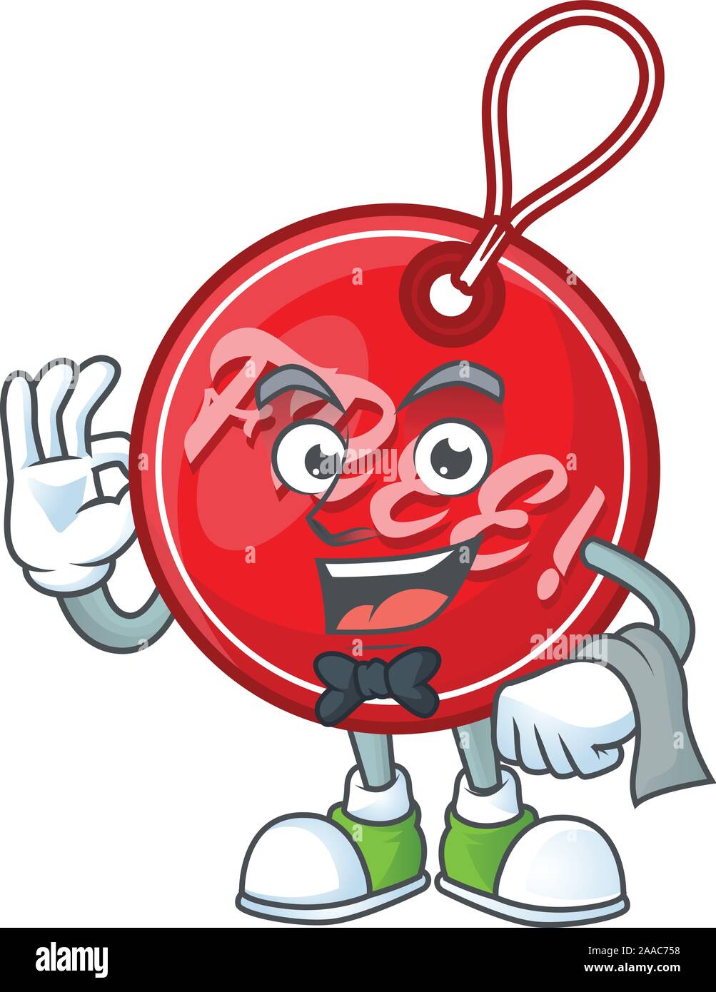 Character waiter in christmas free tag cartoon Stock Vector Image & Art ...