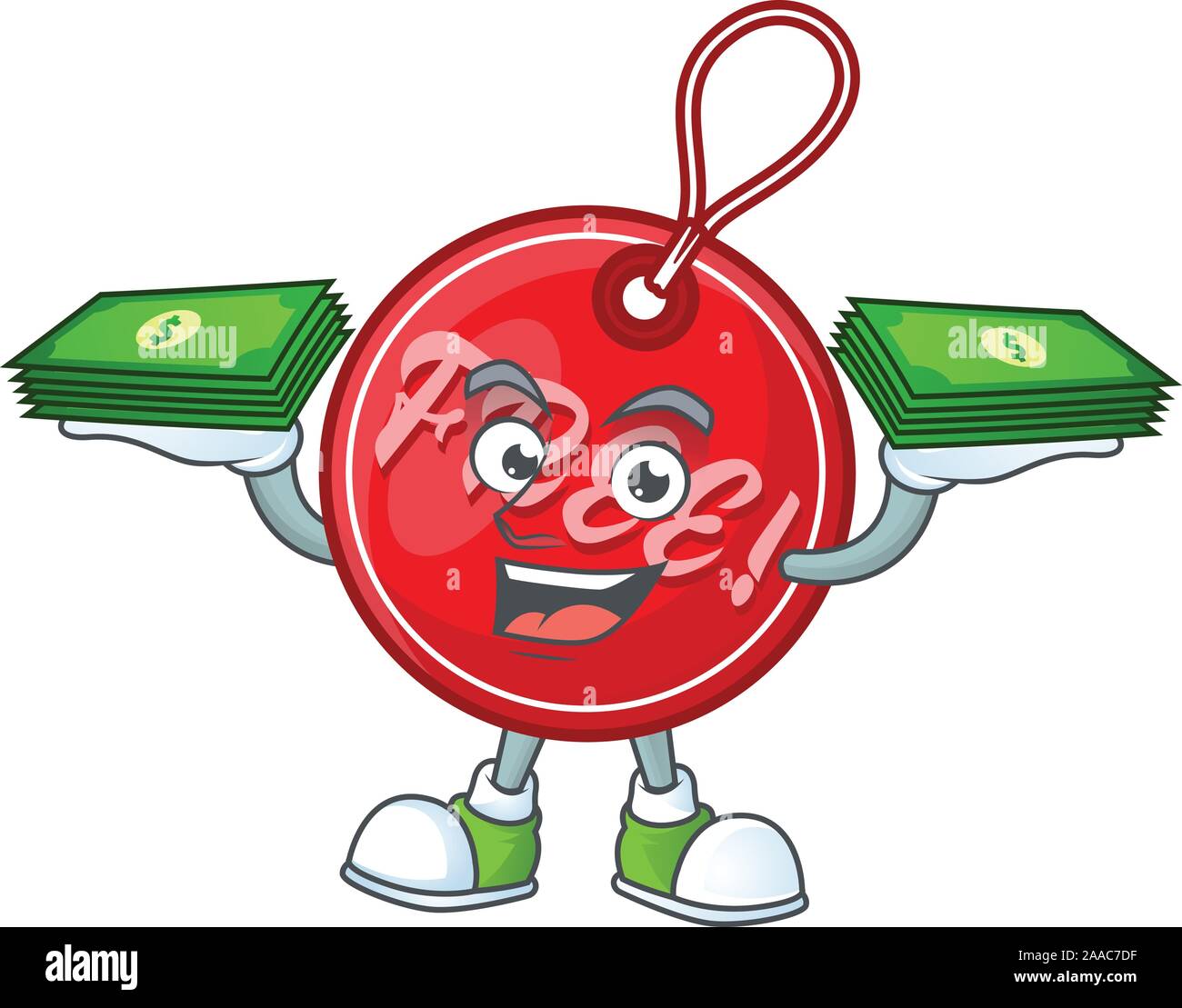 Character holding money in christmas free tag cartoon Stock Vector ...