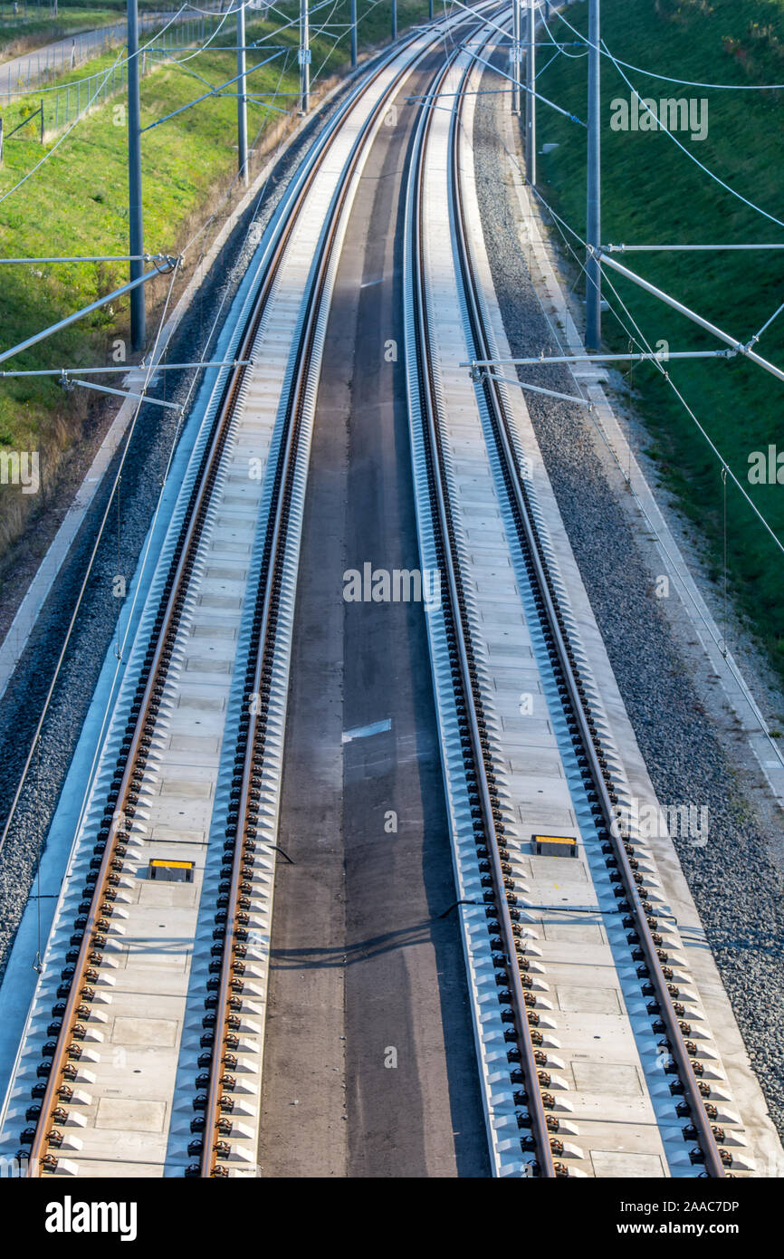 New built tracks for high-speed-trains Stock Photo - Alamy