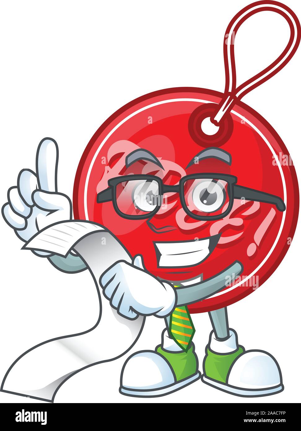 Character holding bill in christmas free tag cartoon Stock Vector Image ...