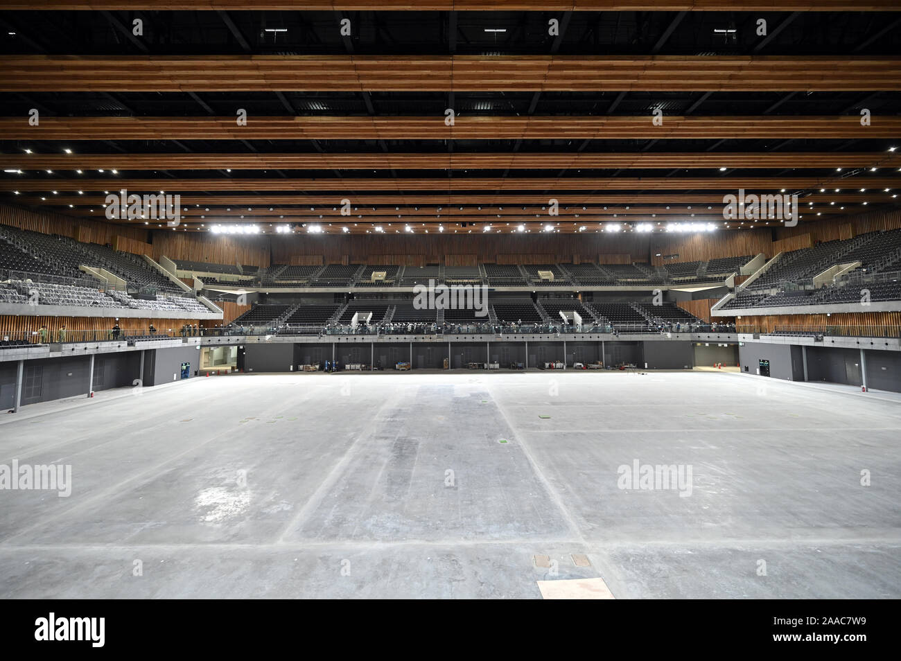 Tokyo, Japan. 21st Nov, 2019. Construction of the Ariake Arena, the ...