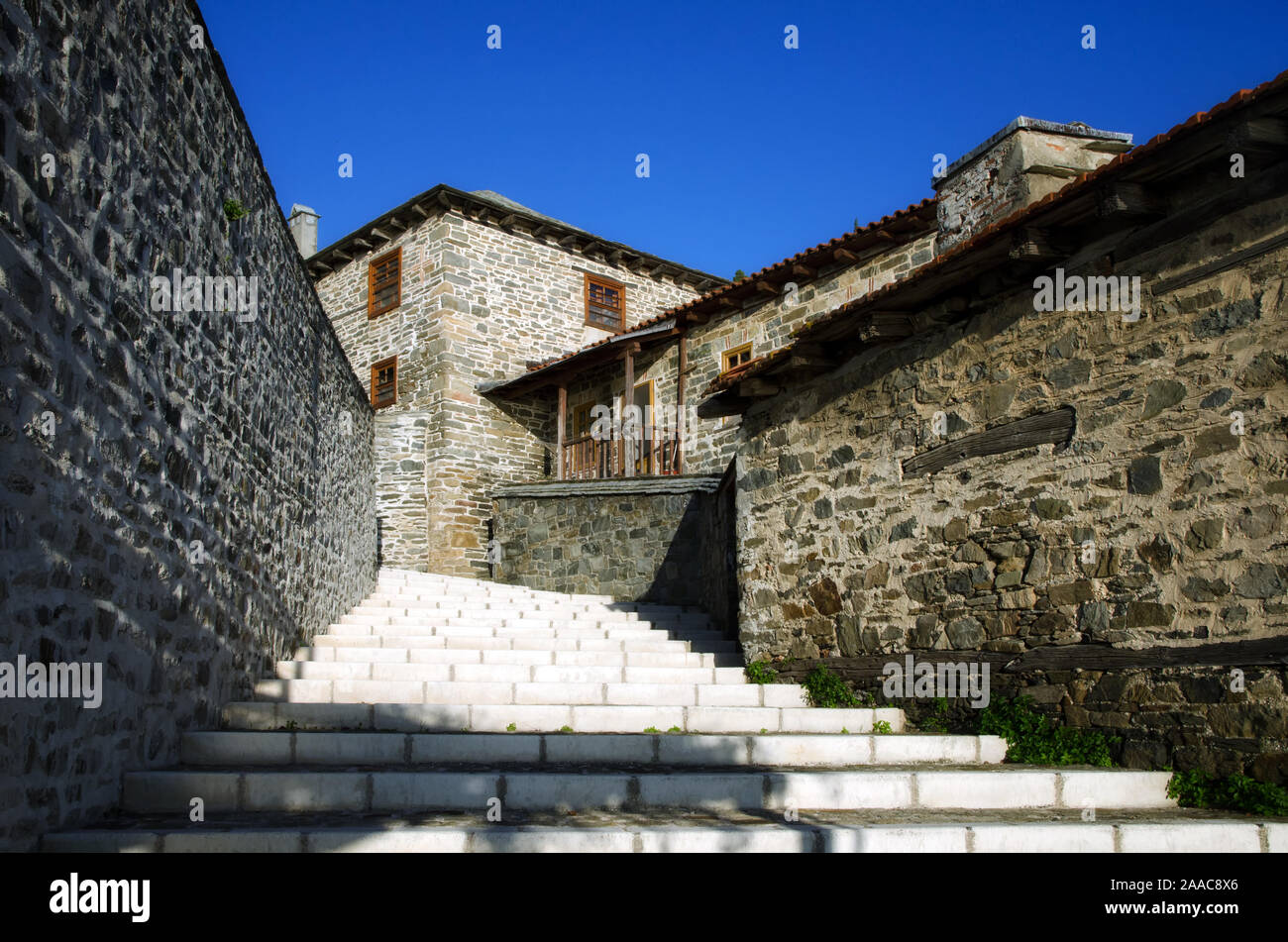 Greek village house tiled roof hi-res stock photography and images - Alamy