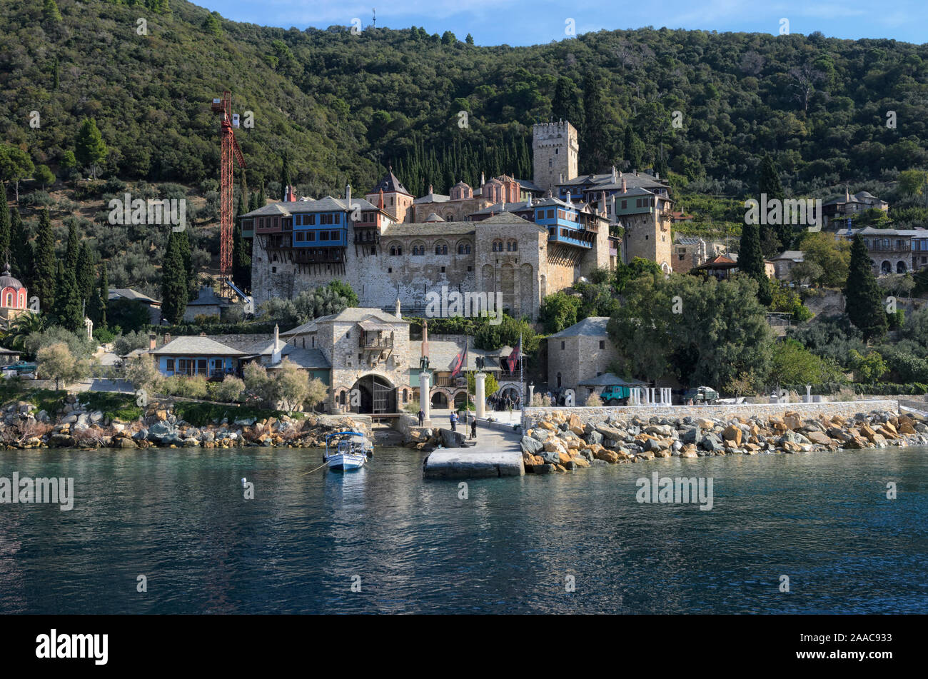 Athos peninsula, Greece. The Monastery of Dochiariou, founded in the ...