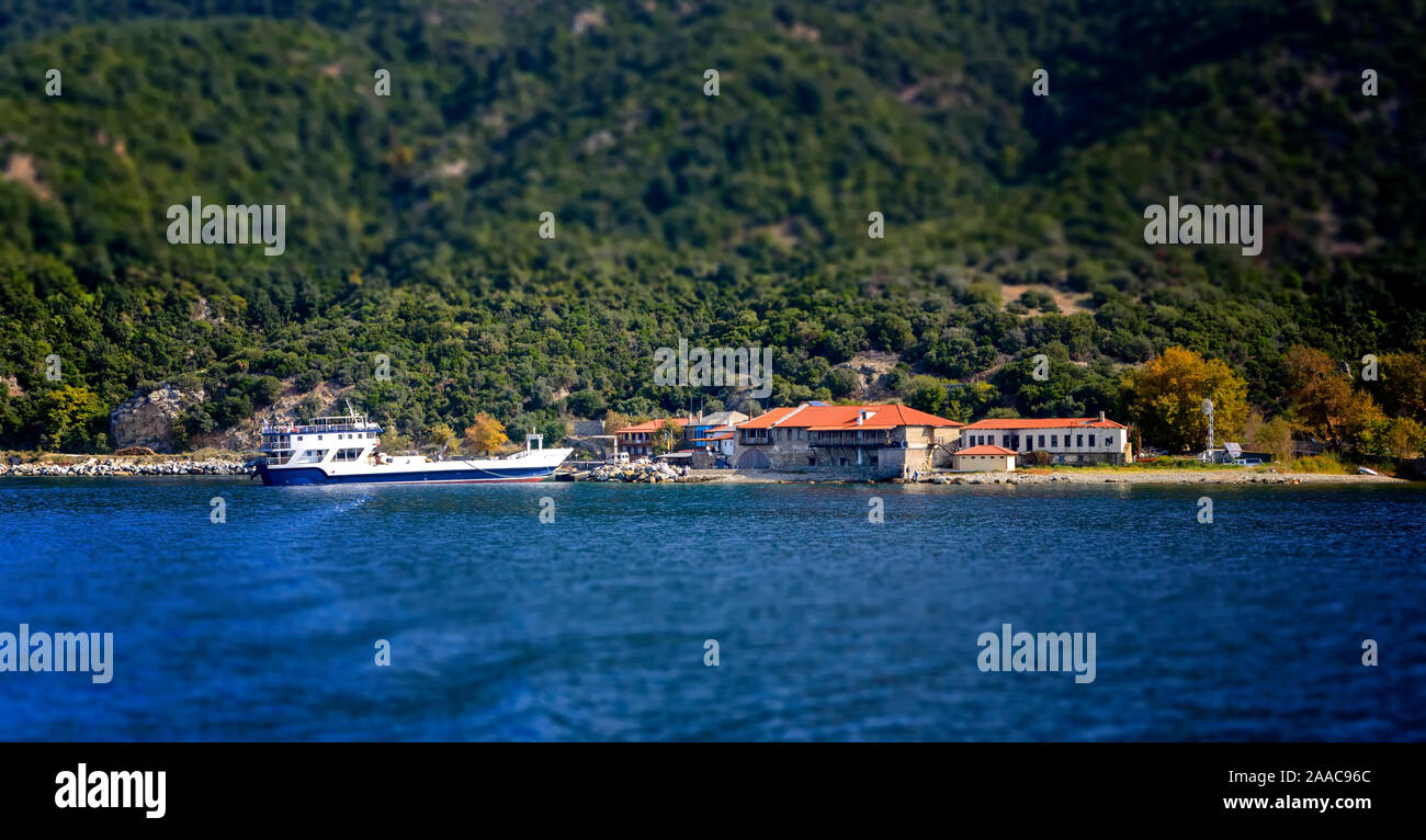 Port Dafni, Mount Athos, Greece Stock Photo - Alamy