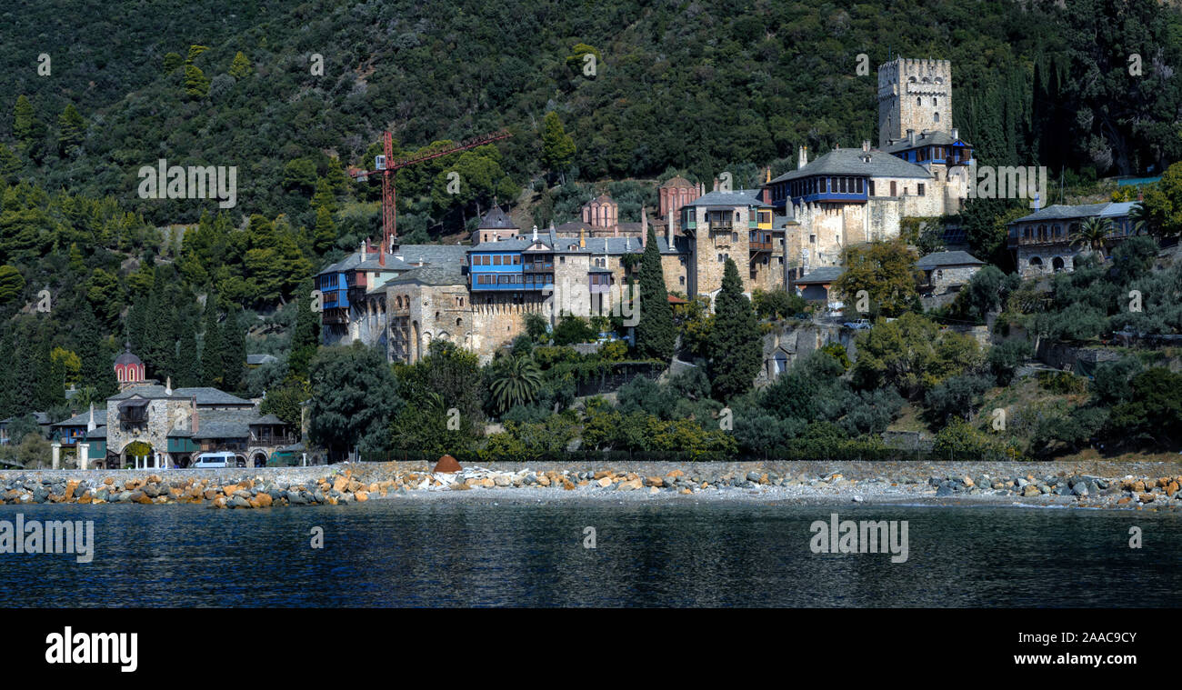 Athos peninsula, Greece. The Monastery of Dochiariou, founded in the ...