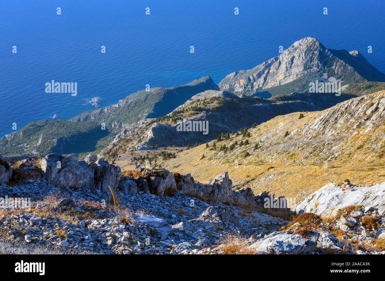 On the top of the Agion Oros (Athos Mountain) in Greece Stock Photo - Alamy