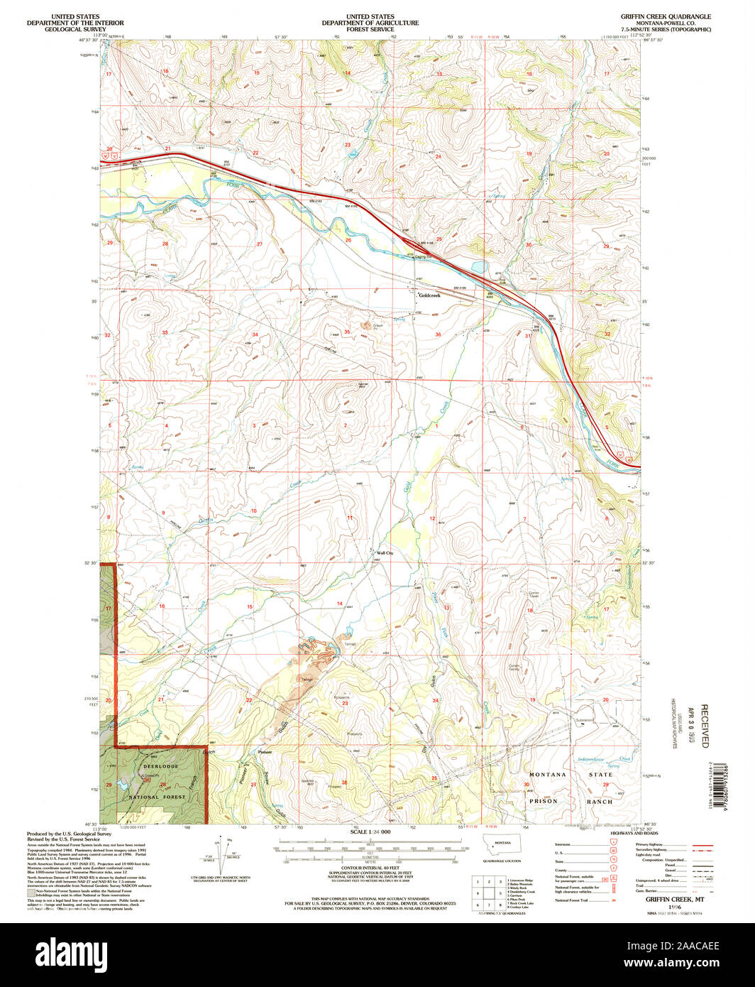 USGS TOPO Map Montana MT Griffin Creek 264178 1996 24000 Restoration ...