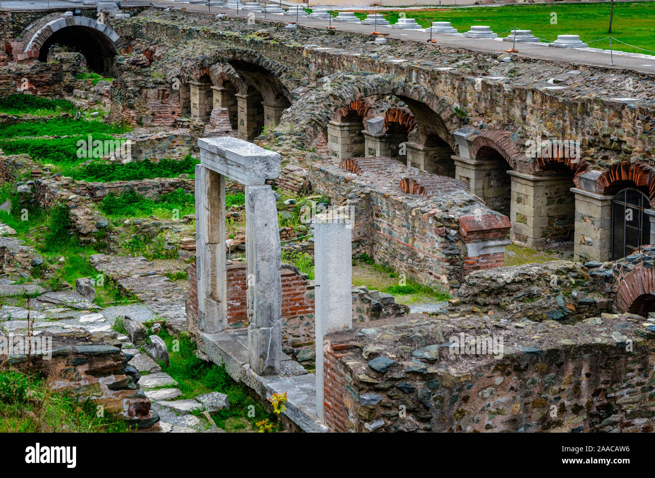 THESSALONIKI, GREECE - MARCH 26, 2017: Ruins of Roman Forum in the ...