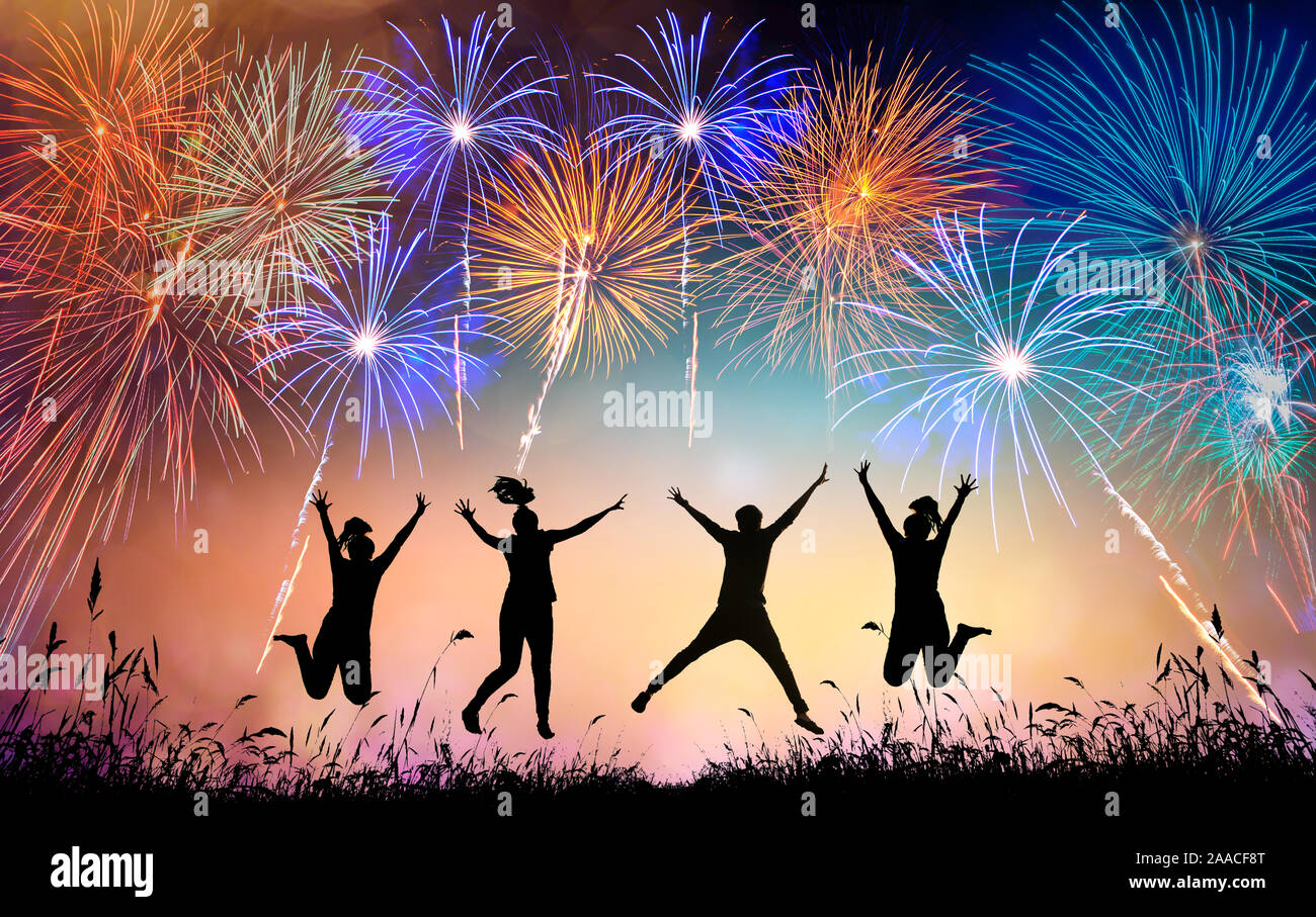 Silhouette Woman Fireworks Night High Resolution Stock Photography and ...