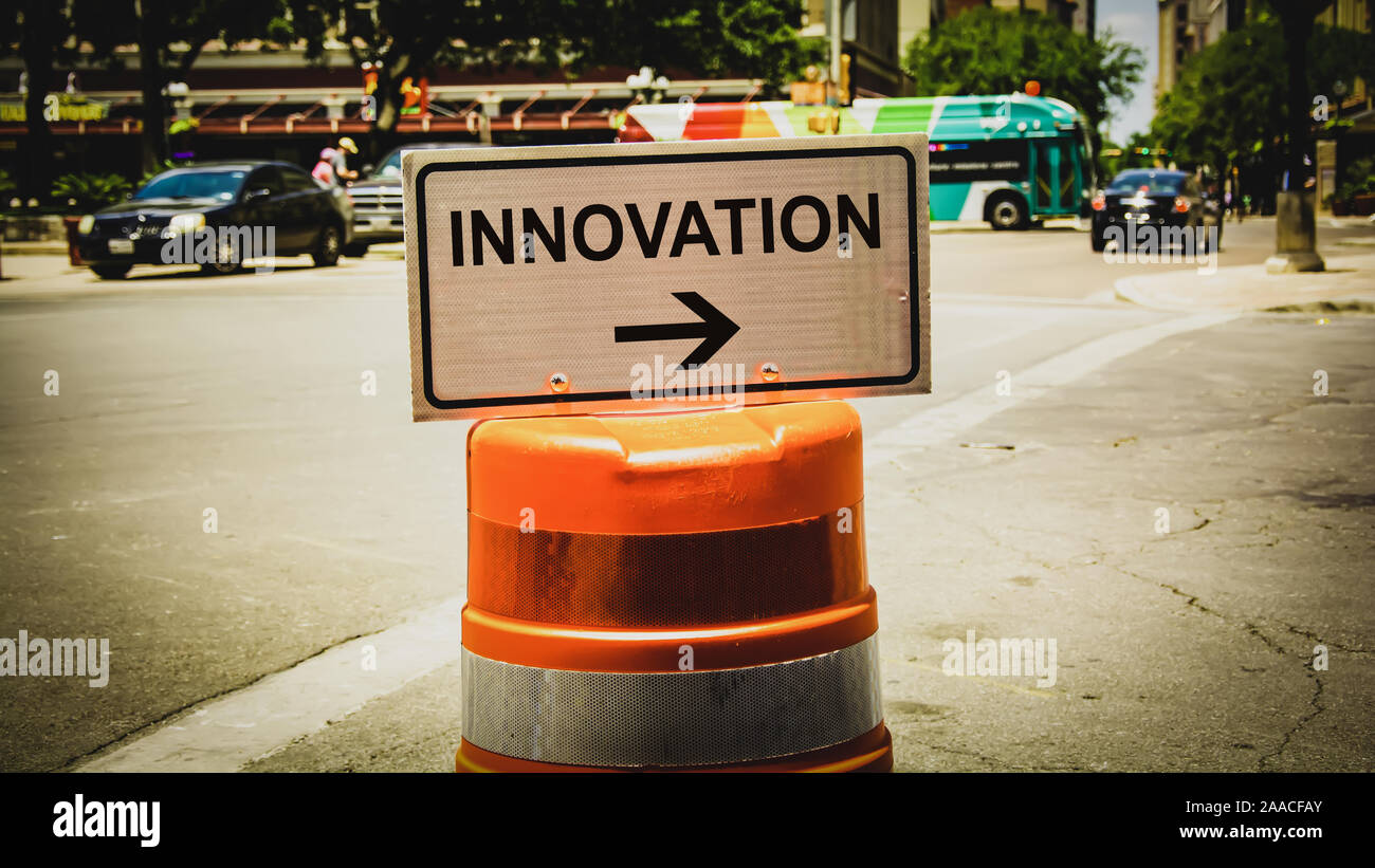 Street Sign the Direction Way to Innovation Stock Photo - Alamy