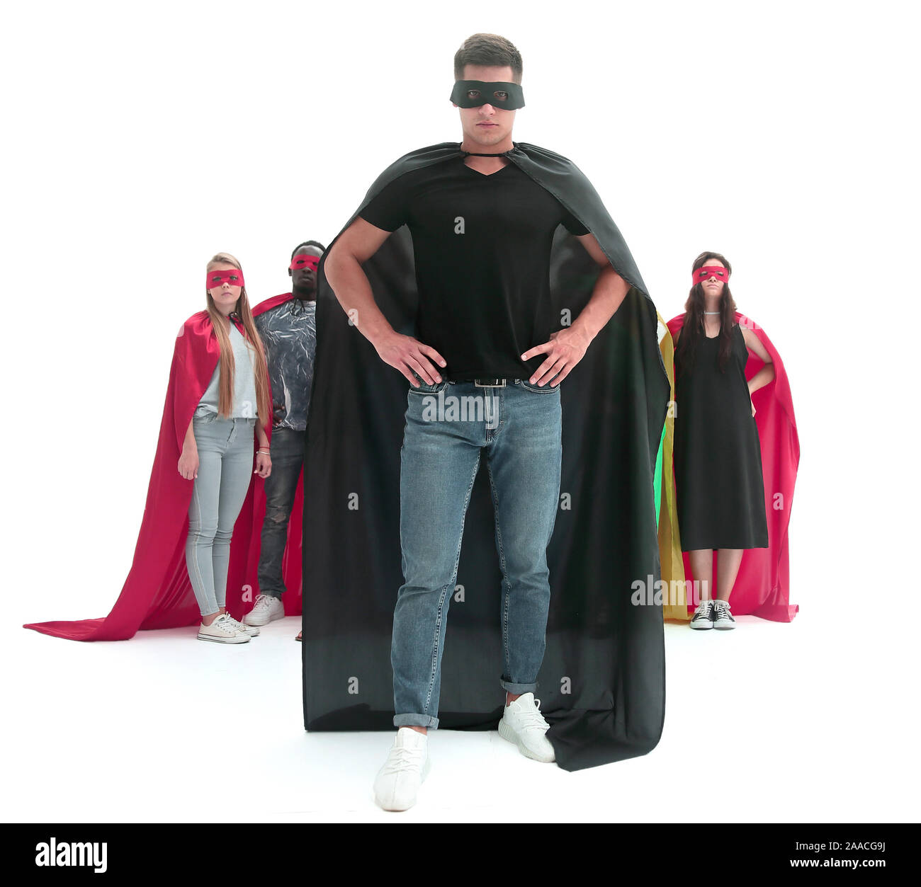 confident leader standing in front of the super team Stock Photo - Alamy