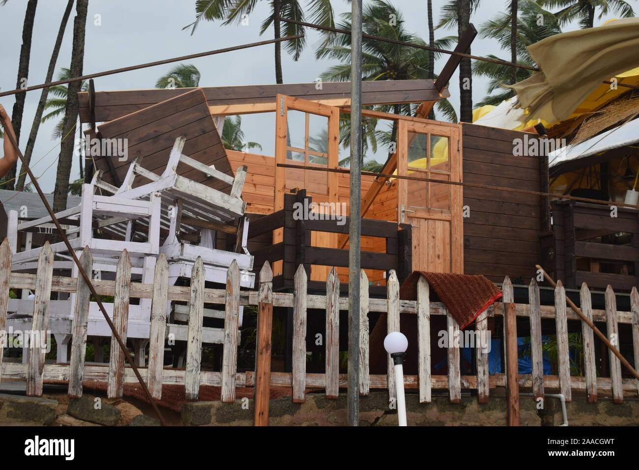 Beach Bungalows in Goa after Cyclone Kyarr Stock Photo - Alamy