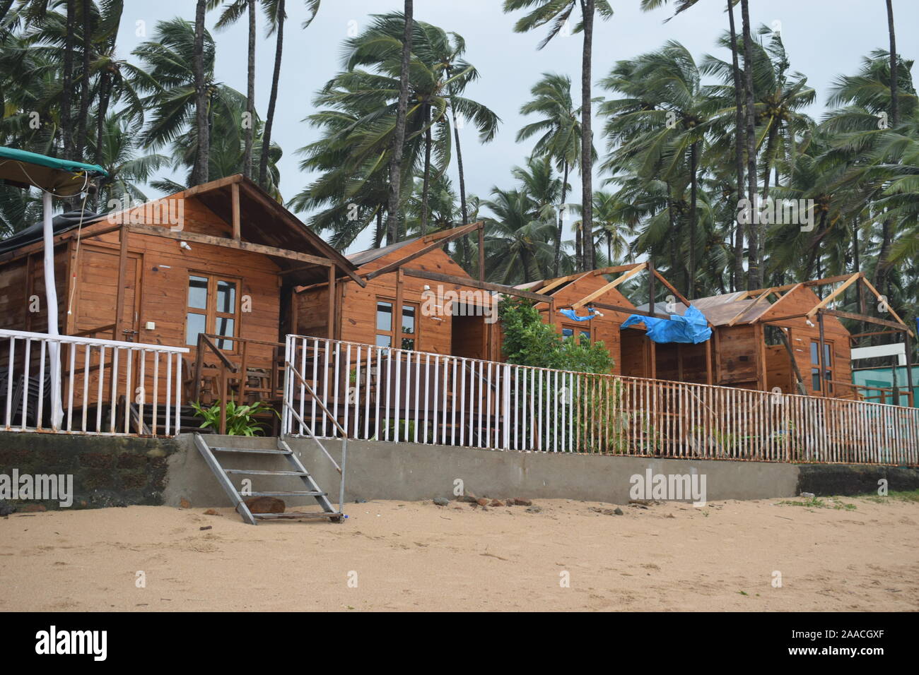 Beach Bungalows in Goa after Cyclone Kyarr Stock Photo - Alamy