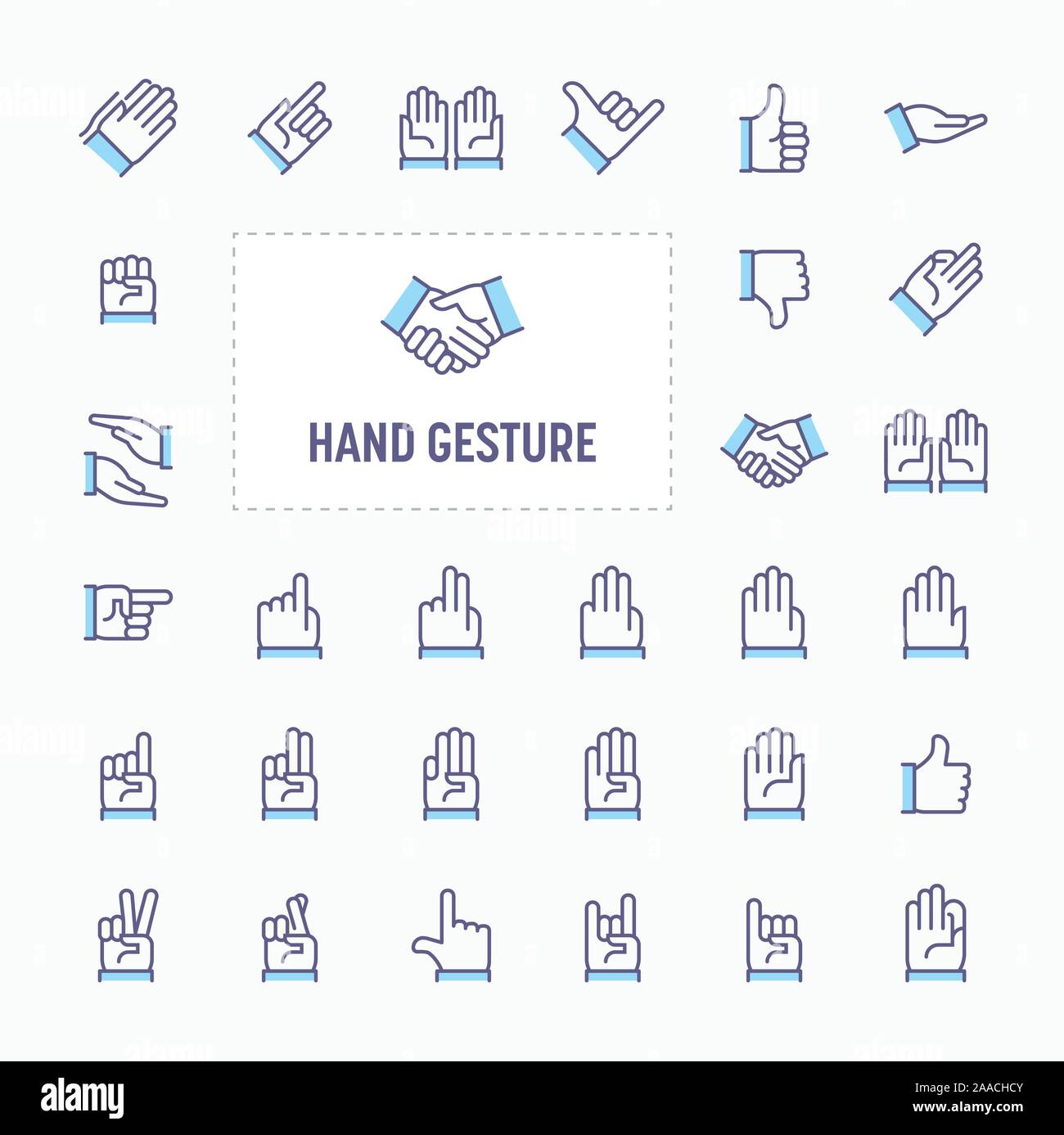 Hand gesture and symbols - thin line website, application ...