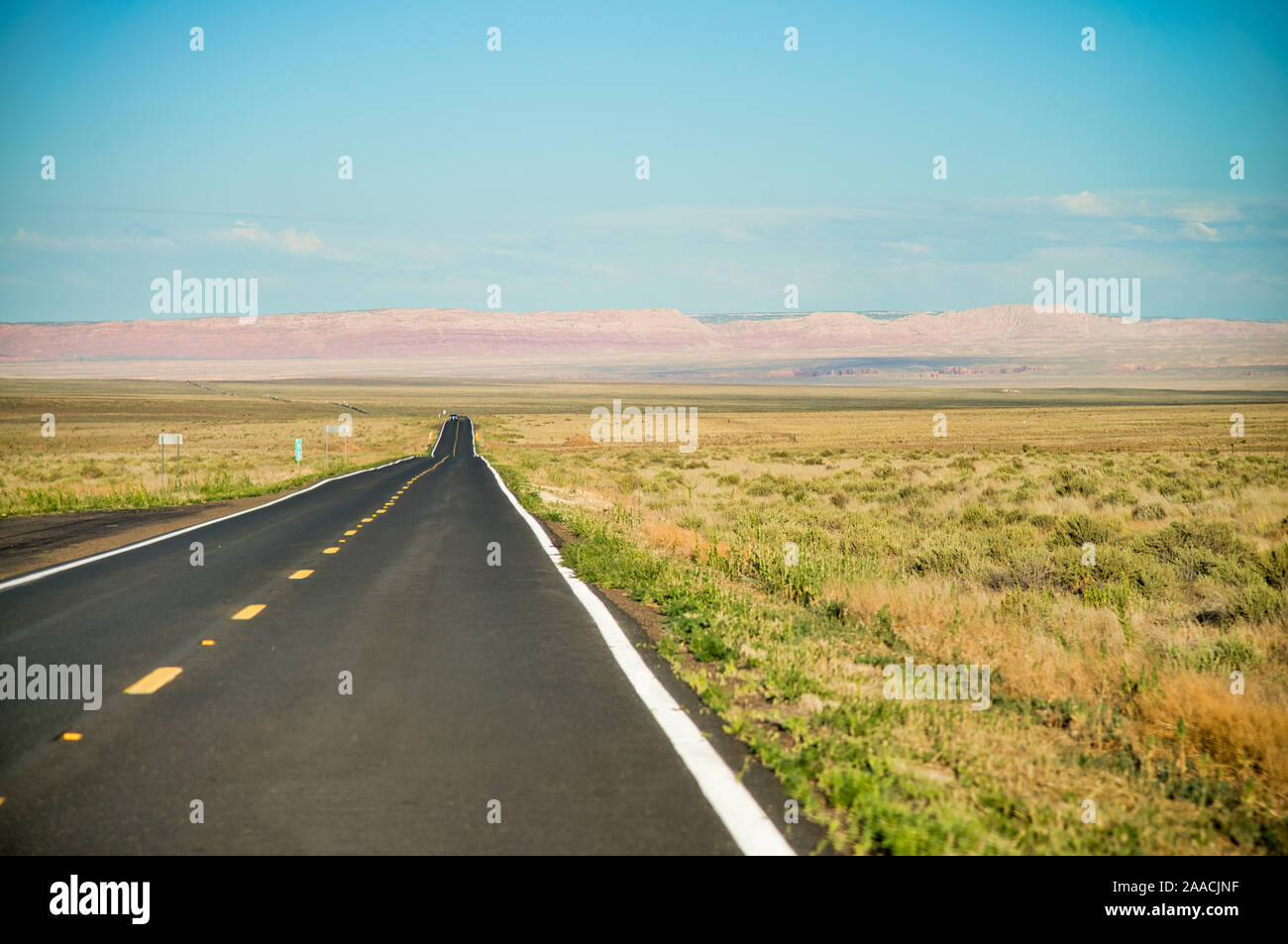 Amazing infinite road through the national park scenario Stock Photo ...