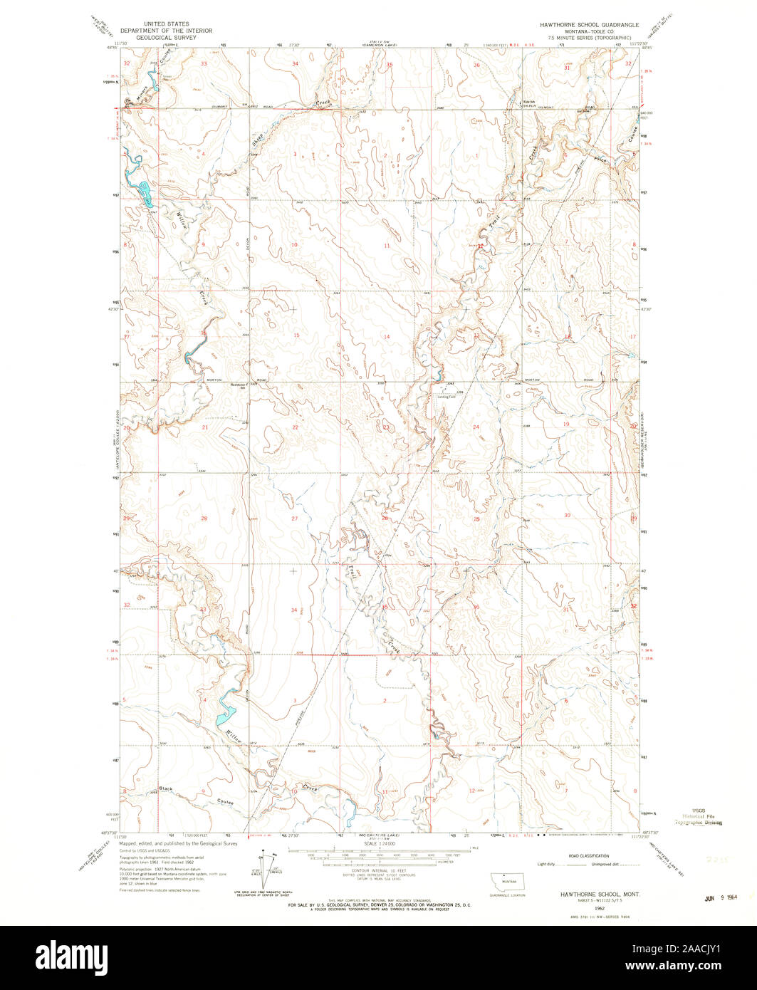 USGS TOPO Map Montana MT Hawthorne School 264300 1962 24000 Restoration ...